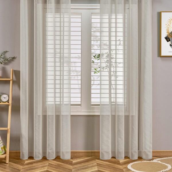 Topfinel レースカーテン 178cm丈 2枚組 クリーム カーテン レース セット 透け感 UVカット 遮熱 断熱 省エネ 北欧 無地 おしゃれ 可愛い 洗える商品コード：55078170373型番：CL077HZCream100x...