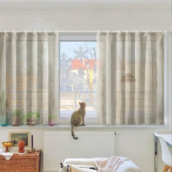 Topfinel レースカーテン おしゃれ 無地 2枚組 幅100cmｘ丈88cm 北欧 UVカット 省エネ 遮熱 浅いコーヒー 腰窓用 出窓用 掃き出し窓用商品コード：55078170379型番：CL077HZKhaki100x88-2サ...