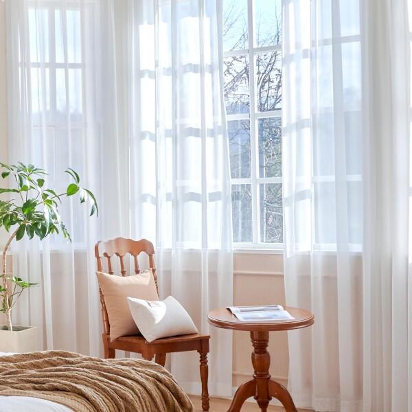 Deconovo レースカーテン UVカット 断熱 遮熱 半遮光 通気性 省エネ シンプル 無地 寝室 リビングルーム 2枚組 ホワイト 幅100cm x 丈110cm商品コード：55078170645型番：JPCTJ002872D-S00...