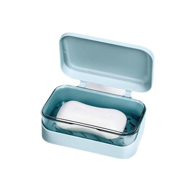 石鹸箱 二重層 蓋付き 排水口付き石鹸箱収納ラック お手入れ簡単 持ち運び便利 浴室/出張/家庭用に最適 (ブルー)商品コード：55078172137型番：TTETNLYカラー：ブルー【専門的な水切り設計】石鹸入れの底部は細かくすきまを開け...