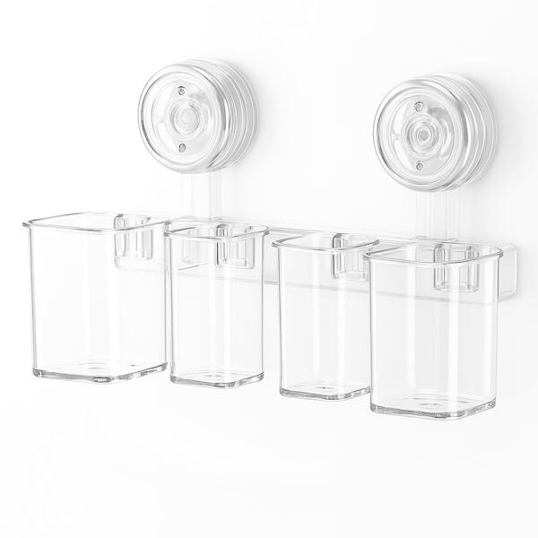 歯ブラシホルダー 吸盤 4個ずつの収納スペース 壁掛け 歯磨き粉 シェーバー まとめて 浮かせる 収納 強力真空吸盤 取付簡単商品コード：55078172785型番：DOO-toothless-4Tサイズ：4個セットカラー：透明【強力真空吸...