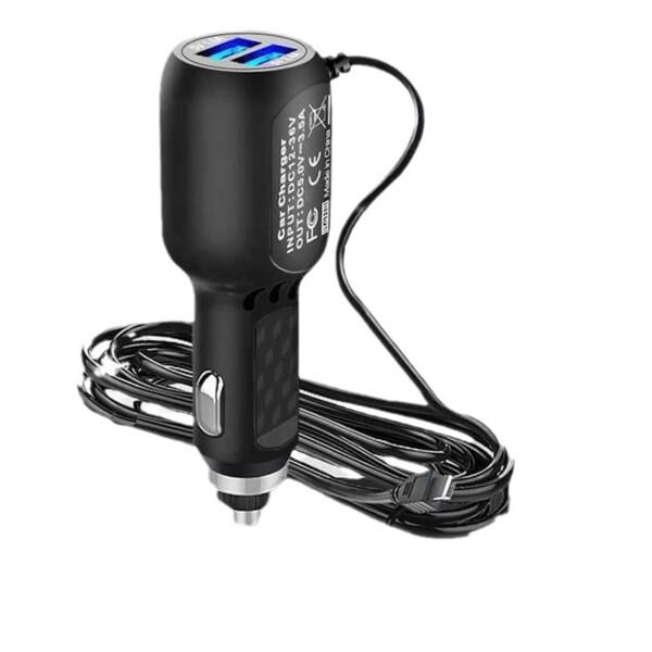 ? ? シガーソケット シガー電源ケーブル 高速充電 安心安全 安定した電源供給 miniUSB 二つのUSBポート2.5A+3.1A 12V/24V ドライブレコーダー/GPS/タブレット/車載冷蔵庫/スマホなどに対応 ?商品コード：55...