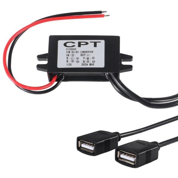 DIANN 12V to 5V 3A 15W Buck Converter Module - Dual USB Female DC Power Adapter - Car Power Converter商品コード：55078283814直流...