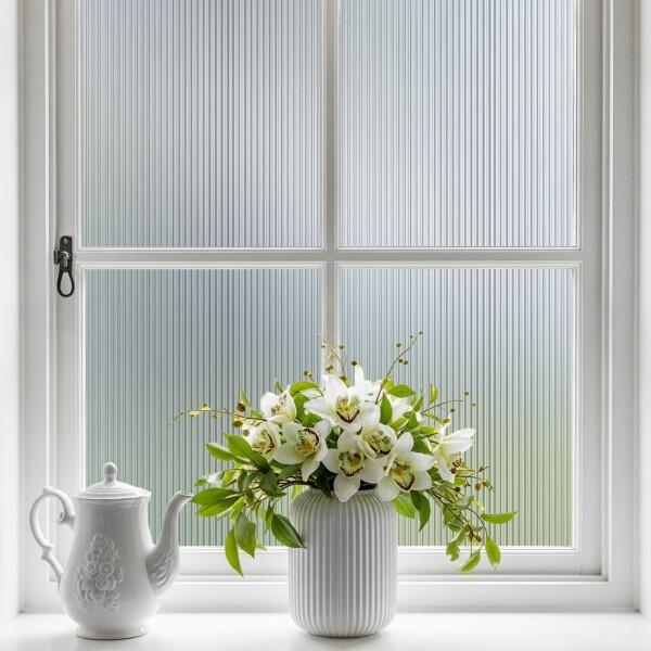 DUOFIRE 窓ガラス目隠しフィルム 目隠しシート 窓 フィルム 水で貼る 剥がせる 断熱遮熱 結露防止 uvカット 窓 めかくしシート ガラス 窓用 フィルム 浴室 風呂 玄関 飛散防止 ガラスフィルム (長虹膜-半透明 90x500c...