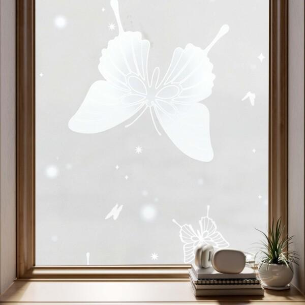 CAPASTEC 窓ガラス 目隠しフィルム 断熱シート 結露防止 ステンドグラスシール UVカット 紫外線防止 水で貼る 剥がせる 浴室隠し インテリア 飛散防止 貼り直し可能 賃貸 DIY バラの蝶調 40x300cm商品コード：5507...