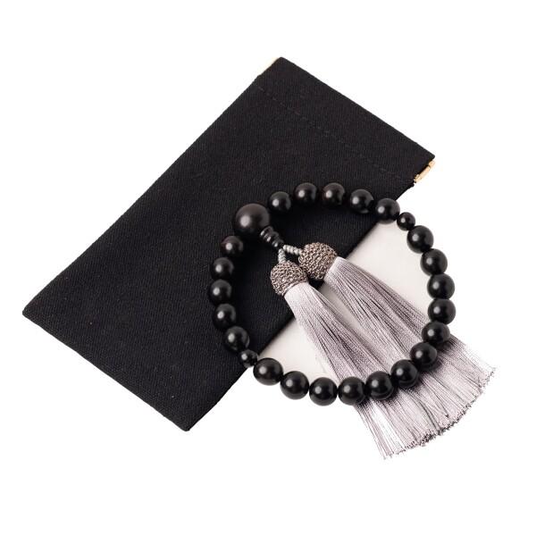 数珠 男性用 葬儀 念珠 縞黒檀 艶あり 25玉 数珠入れ 葬式 墓参り 法事 念誦 全ての宗派に使用可能 (天珠：縞黒檀, 房色：グレー)商品コード：55078696386型番：SZ-HT-002サイズ：標準サイズカラー：房色：グレー念珠...