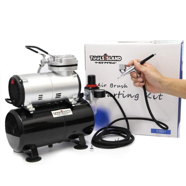 ツールズアイランド(Toolsisland) エアブラシ コンプレッサー オイルレスエアコンプレッサー 静音 簡易日本語説明書付  52001商品コード：55078725898型番：52001連続作業時間:20分以内