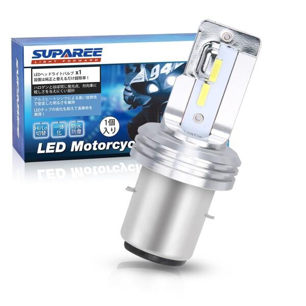 SUPAREE BA20D H4BS バイク用LEDヘッドライト HI/LO切替 ファンレス 車検対応 LEDバルブ AC＆DC兼用 CSP1860チップ搭載 18W 6500k ホワイト 無極性 1個入り商品コード：55078795659...