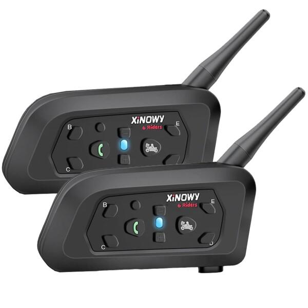 Mihono バイクインカム 6Riders （2台セット） V6Pro昇級版 ツーリング 6人ペアリング 2人同時通話 Bluetooth インターコム 1200M 12時間通話 GPS/DSP機能搭載 イヤホンマイク付き 音楽聞く IP...