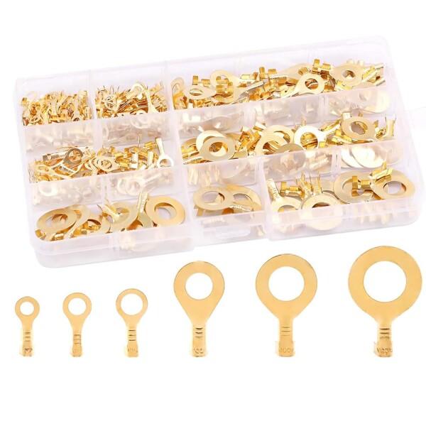 150個セット 丸型端子セット M3 M4 M5 M6 M8 M10キットコネクタキット 真鍮 リングケーブルラグ 丸型端子 銅ラグ 圧着ケーブル ワイヤ 自動車 バイク 修理 加工 コネクター商品コード：55078815273型番：yua...