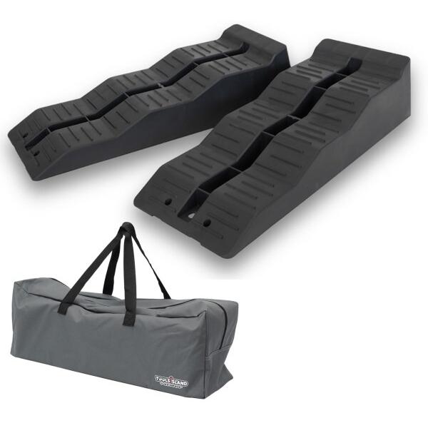 ツールズアイランド(Toolsisland) カースロープ 日本製 カーランプ タイヤスロープ ジャッキアシスト ローダウン車対応 三段階調整 耐荷重5トン 軽量 2個セット 収納バッグ付き TD1070-HB商品コード：550788157...