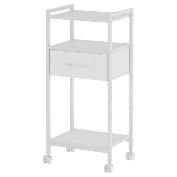 LunarLight キッチンワゴン 収納カート 幅40奥行き29高さ86cm ロック付きキャスター アジャスター・フェルト付き 棚板・引き出し調節可能 角型フック2個 耐震転倒防止パーツ付き 多機能スチールラック キッチンラック 収納 料...