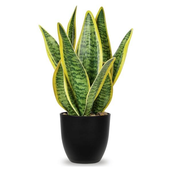 Villa Como フェイクグリーン インテリアグリーン サンスベリア 人工観葉植物 造花 卓上 エアプランツ 新築祝い 開店祝い 新年 クリスマス オフィス 店 卓上 おしゃれ (33CM＃黒いPE鉢)商品コード：55078925691...