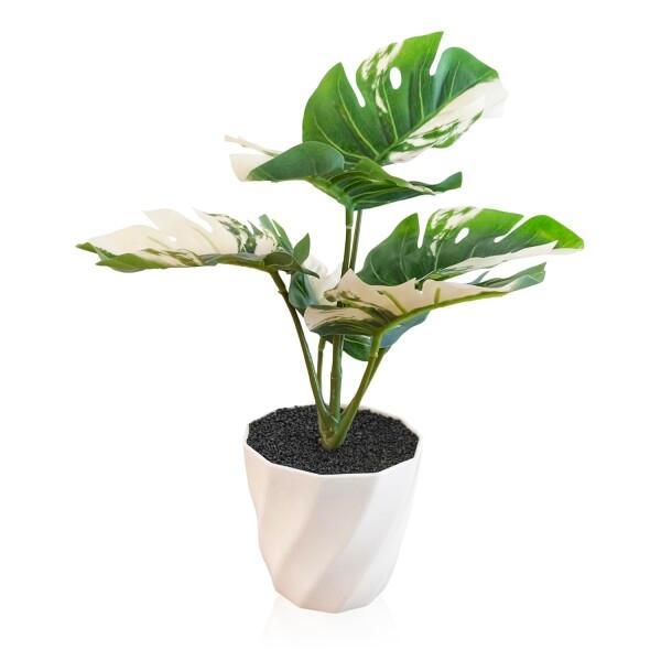 (RUNO) 観葉植物 フェイク 造花 インテリア フェイクグリーン 卓上 多肉植物 3点セット (モンステラ・ホワイトタイガー)商品コード：55078925821型番：RN-06サイズ：中カラー：モンステラ・ホワイトタイガーおしゃれなフェ...