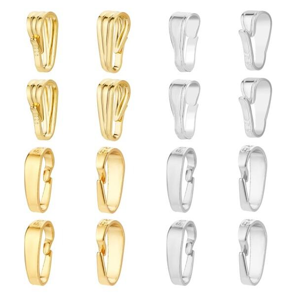 PH PandaHall バチカン 16個/箱 925純銀製 ピンチベール ペンダントパーツ ネックレス ペンダント 留め具 接続金具 チャーム アクセサリートップ 手芸用品 ジュエリー用 アクセサリーパーツ 手作り素材 2色商品コード：5...