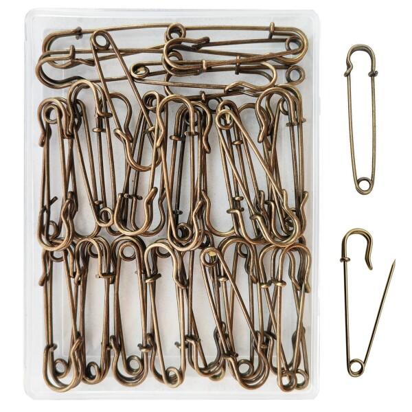 DanYun 安全ピン 45mm 45pcs アンティークブロンズ 特大 ロック安全ピン おしゃれ 安全ピン大 セイフティピン 事務用品 縫製 工芸手作り 編み物ツール 腕章止め 布団カバー止め ロック針商品コード：55079235498型...