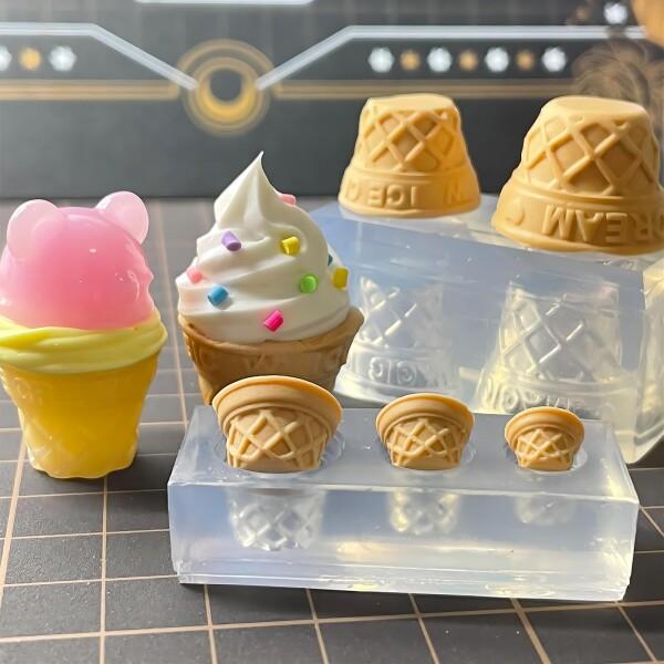 MAEXUS シリコーンモールド uvレジン型 アイスクリームコーンたち レジン プリン ミニチュアフード ミニチュアスイーツ 粘土 立体型 デコパーツ 食玩商品コード：55079235811型番：41HK0016サイズ：Gカラー：アイスク...