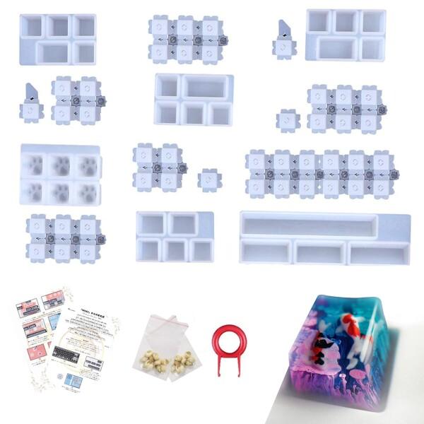 DIY キーキャップ 樹脂モールド シリコーン レジンソフト金型 クリスタルエポキシモールド 手作り工具 Cherry MXメカニカルキーボードとの互換性（日本語の指示付き）商品コード：55079235816カラー：白い【?高品質の材料?】...