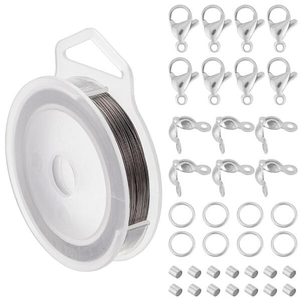 BENECREAT 約100m/ロール ステンレスワイヤー ビーズジュエリー作成キット 厚さ約0.3mm ステンレス鋼線 クラフトワイヤー ビーズワイヤー アクセサリー作りワイヤー商品コード：55079237160型番：厚さ約0-3mmサイ...