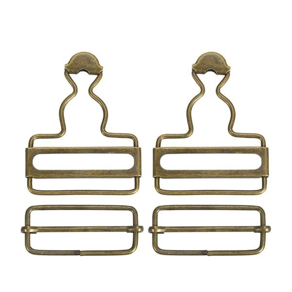 (YUWENW) オーバーオールバックル 調節可能なメタルバックル 2セット 綿ジャケット ズボン ジーンズ用 金属 サスペンダーパンツ用 デザイン鉄製頑丈 で取り外しが簡単 服 ミニ 40mm ブロンズ色商品コード：55079241928...