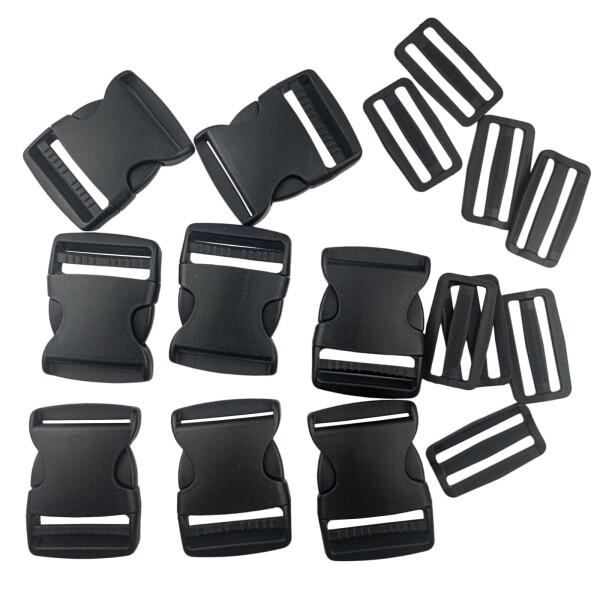 (VICHE CATT) サイドリリースバックル バックル ベルト調整 ウエスト ベルト アジャスター付き 8個セット (38mm)商品コード：55079242002サイズ：38mmカラー：ブラックサイドリリースバックル アジャスター付き。...