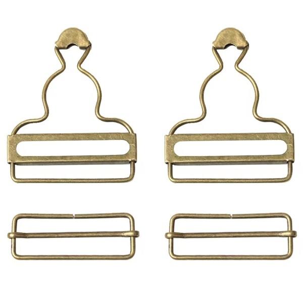 (LIANHATA) オーバーオールバックル 2個セット 40mm 調節可能なメタルバックル サスペンダーパンツ用 ズボン 綿ジャケット ジーンズ用 金属 で取り外しが簡単 (ブロンズ色, 40mm)商品コード：55079242010サイズ...