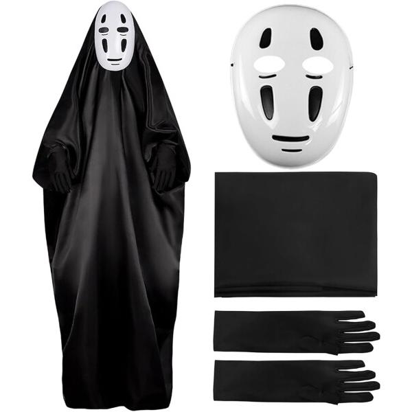 (Dtekeac) カオナシ コスプレ衣装 ハロウィン コスプレ 仮装 カオナシ 仮装 顔のないモンスター服 お化け屋敷 大人 手袋 マスク 付き 衣装セット コスチューム ハロウィン風 コスチューム 学園祭 お祭り 撮影 クリスマス ハロ...