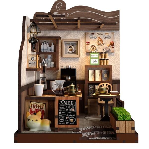 QmXCyzl 木製DIYドドールハウス キット ミニチュア3Dブックスタンド ホリデーギフト 建築シナリオ成人向けギフト(田舎のカフェ)商品コード：55079254888型番：MN001サイズ：小カラー：田舎のカフェ