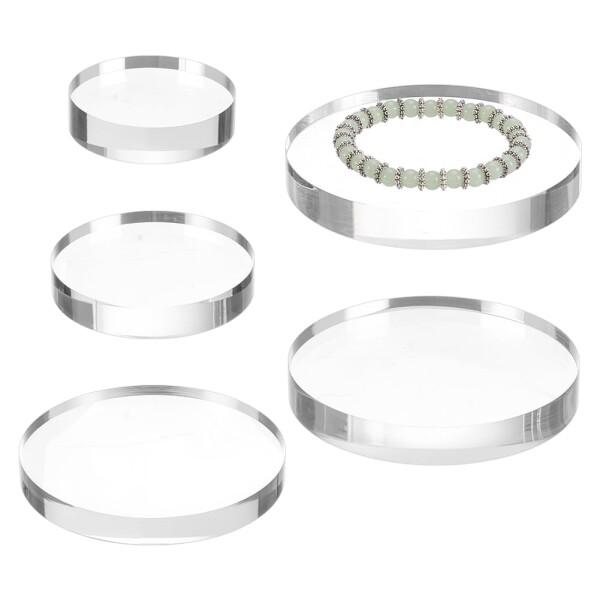 BENECREAT　4個セット　アクリルディスプレイスタンド　丸型　ソリッド台座　60/81/100/120mm　ジュエリースタンド　ジュエリー ブレスレット　宝石 化粧品 展示用　撮影用　商品陳列　クリア商品コード：55079257197...