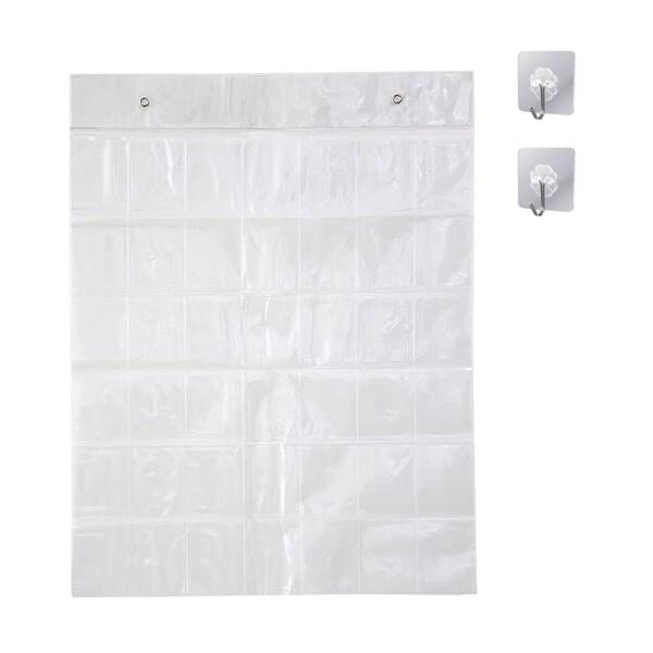 CHANGJIQ カードホルダー 壁掛式 42ポケット 缶バッジ収納ファイル ウォールポケット 写真展示用ホルダー 透明 ポストカード 収納 缶バッジの保護 傷防止 大容量 省スペース 梱包 アニメグッズ 10.5cm*8cm以内に対応 吊...