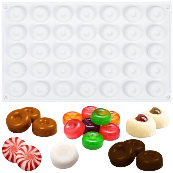 FUNSHOWCASE シリコンモールド 丸形 チョコレート 飴 35取り 穴2.5*1.1cm ミニ 製氷 ムース型 ケーキ型 アイストレー ドームチョコ 氷菓子商品コード：55079260996型番：4671カラー：透明同時に35個お菓...