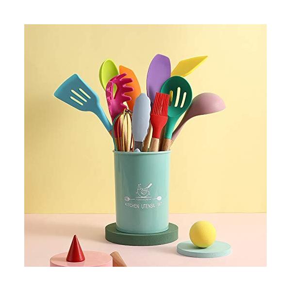 Gugrida 12点 簡易食品級シリコーンとブナ材の調理器具セット ステンレス製のフック 10 個付き (シリコン)商品コード：55079287607型番：Gugrida-Unified-Seriesカラー：シリコン高級感溢れるデザイン:...