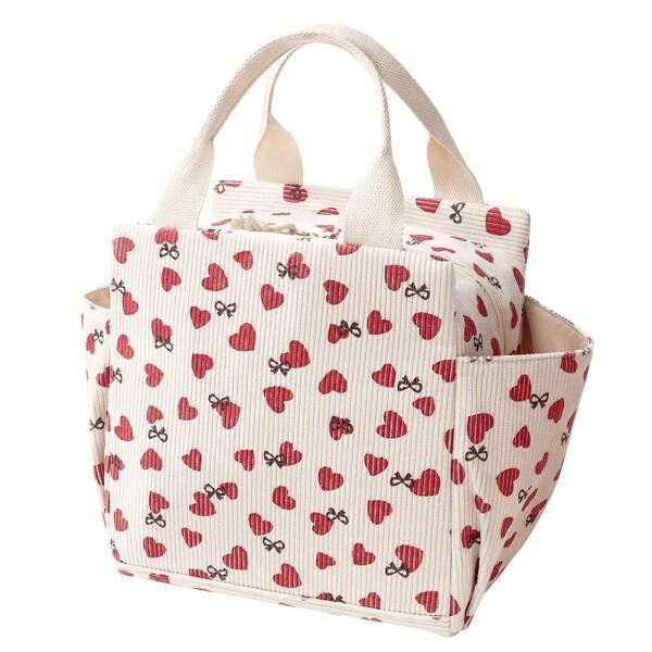 (WOOOOF WOOF) コーデュロイ ランチバッグ 保冷 お弁当バッグ 大容量 弁当箱 袋 オープンフロントポケット 持ち手つき 内側断熱 軽量 耐久性 男女兼用 通勤 通学商品コード：55079290069型番：BDBサイズ：長さ26...