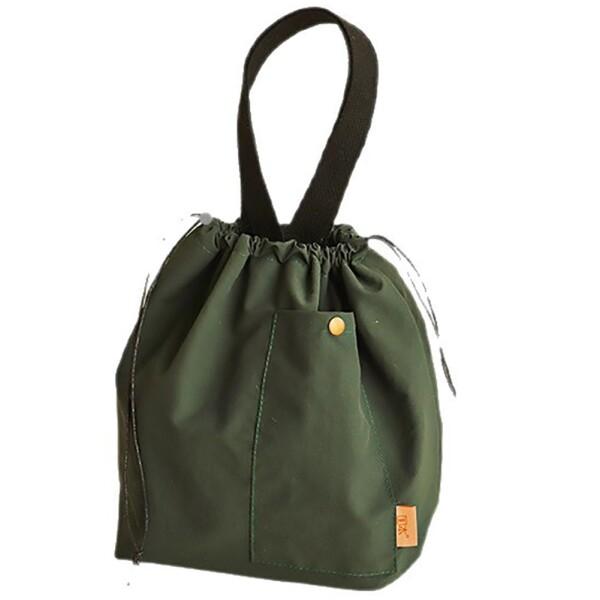 (GOKOU) 保冷 お弁当袋 ランチ 巾着袋 巾着ランチバッグ 保冷 保温 持ち手付き お弁当バッグ おしゃれ 手提げ 撥水 消臭 抗菌 大容量 軽量 男女兼用 通勤 通学 (アーミーグリーン, M)商品コード：55079290073型番...