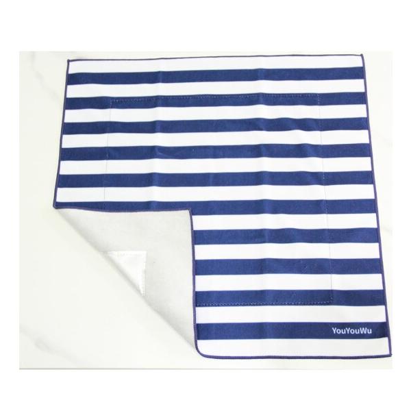 YouYouWu 巻くだけ保冷クロス ピタッとくっつく保冷温マルチクロス ピタクロ お弁当袋 保冷バッグ 結ばないランチクロス おしゃれ 可愛い ペットボトルカバー 傘袋 横42×縦42cm (ネイビー, ストライプ)商品コード：55079...