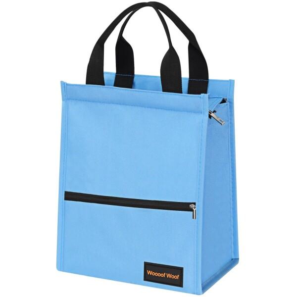WOOOOF WOOF ランチバッグ 大容量 保冷バッグ お弁当 弁当箱 袋 フロントジッパーポケット 持ち手つき 内側断熱 軽量 耐久性 男女兼用 通勤 通学商品コード：55079290097カラー：ブルー【大容量&amp;広口デザイン】...