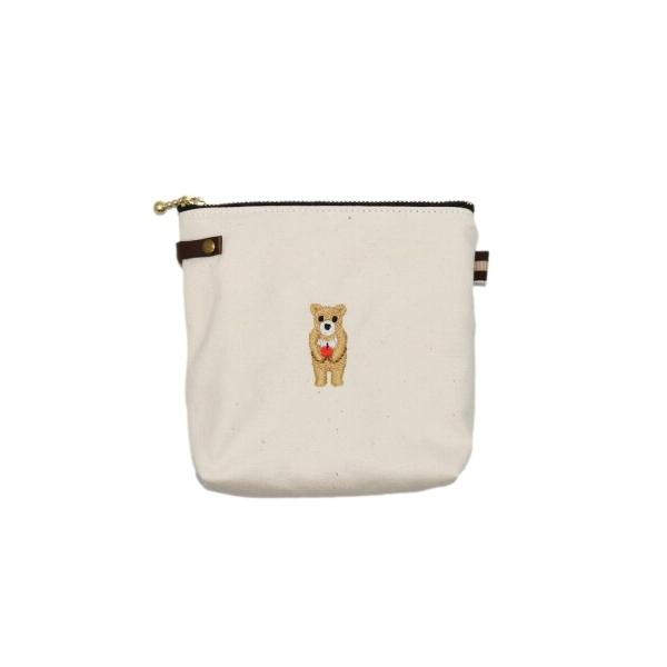 保冷保温ポーチ ミニポーチ おやつポーチ おかしポーチ 刺繍 帆布 (生成り, くま)商品コード：55079290120型番：HPB-SNサイズ：くまカラー：生成り夏場はチョコや飴など溶けやすいお菓子と保冷剤を、冬場はおにぎりなどを入れて持...