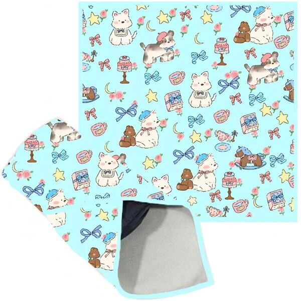 くっつきタオル 巻くだけ保冷ランチクロス 50*50cm 風呂敷 大判 お弁当包み くっつくタオル 折り畳み くっつくクロス カメラ 弁当箱 傘 化粧品 タブレット ペットボトル 水筒 (犬柄)商品コード：55079293482型番：Kam...