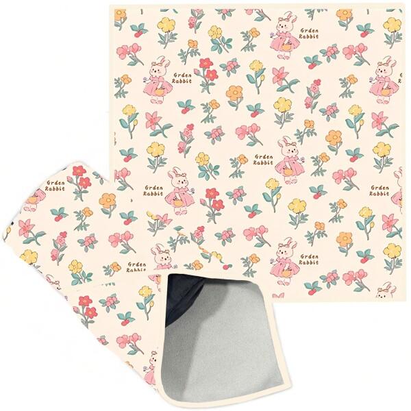 くっつきタオル 巻くだけ保冷ランチクロス 50*50cm 風呂敷 大判 お弁当包み くっつくタオル 折り畳み くっつくクロス カメラ 弁当箱 傘 化粧品 タブレット ペットボトル 水筒 (ウサギ花色)商品コード：55079293487型番：...