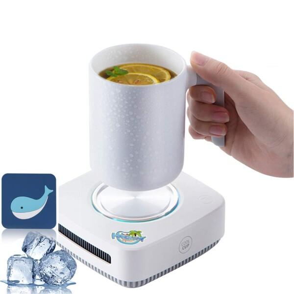 HANSHUMY ドリンクホルダー 8[度]〜55[度] カップホルダー 保温・保冷・急速冷却 セラミックスカップ LED表示 スマートリマインダー機能 2種類の冷蔵方法 オフィス 家庭 シリコーンコースター付 ホワイト商品コード：5507...