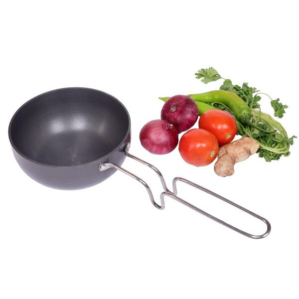 Tulika Collections HA ヘビーゲージ タッカパン スチールハンドル付き (13cm、容量425ml) I Thalippu Pan I Popuパン スパイス加熱用 I Vagharia Pan ダークグレー商品コード：...