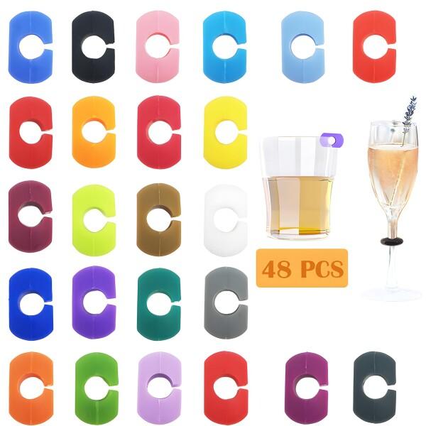 (CTRICALVER) カップマーカー シリコンドリンクマーカー、ホームバーパーティー用ビールグラスカップワイングラスボトルストリップタグマーカー（24色*2個）商品コード：55079327097型番：M248カラー：複数の色の組み合わせ...