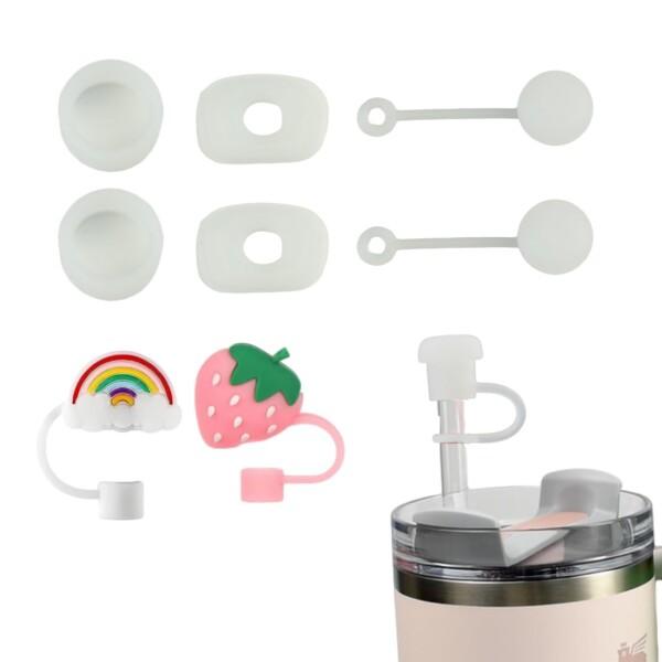 CONQUERALL クリアこぼれ防止 3 ピース ストロー キャップこぼれストッパー漏れストッパー再利用可能な耐久性のあるマグカップ保護セット商品コード：55079327150サイズ：ストローキャップ+こぼれ止め+漏れ止めカラー：クリア[...