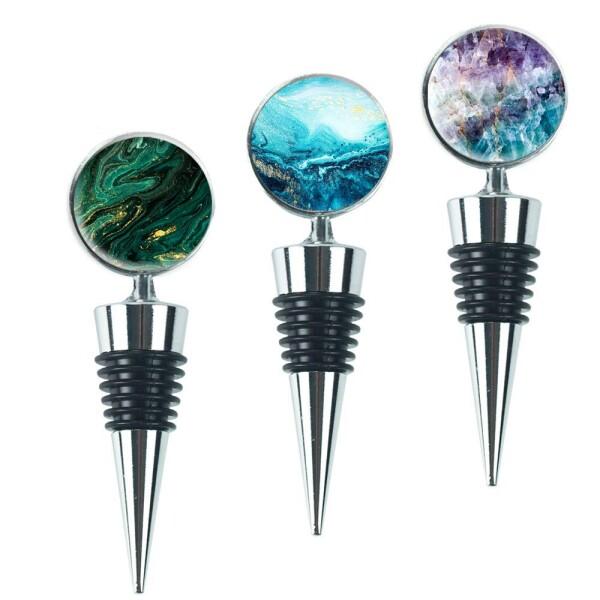 Jasenna 3 PCS ワインストッパー 調味料ボトルストッパー 鮮度保持 真空保存 酸化防止 揮発防止 円形ハンドル ファッション(3-Crystal Quicksand)商品コード：55079327153型番：JP-Wine-Sto...