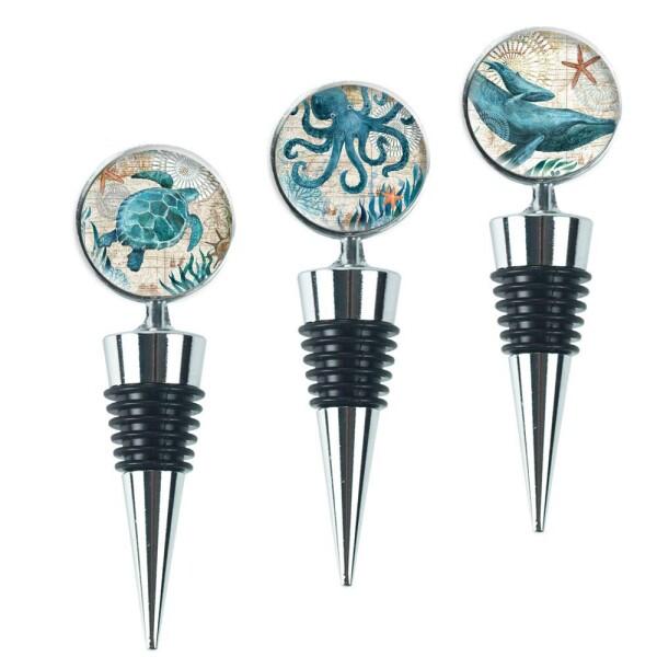 Jasenna 3 PCS ワインストッパー 調味料ボトルストッパー 鮮度保持 真空保存 酸化防止 揮発防止 円形ハンドル ファッション(3-Marine Animal)商品コード：55079327154型番：JP-Wine-Stopper...