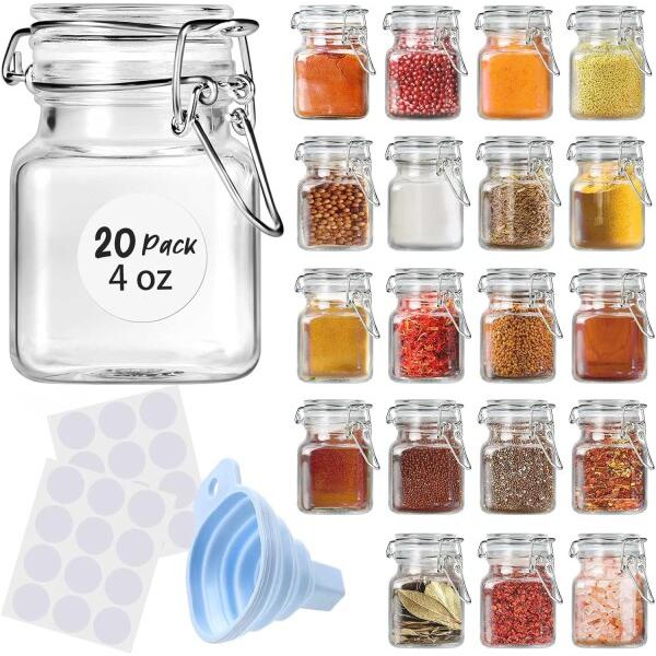 スパイス ボトル 20個セット 調味料入れ 調味料ボトル シール ロート 付き 調味料ポット キッチン 台所 に (20個セット)商品コード：55079343972型番：013ybf96hカラー：20個セットガラス製のスパイスボトル20個セ...