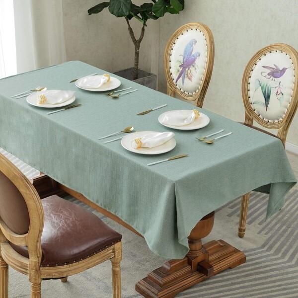 BALCONY &amp; FALCON テーブルクロス 北欧 おしゃれ 撥水 加工 140*180cm 長方形 布製 類麻 リネン 無地 防水 防汚 防油 高耐久 上品質 お手入れ簡単 洗えるテーブルクロス 厚手 高級 ライトグリーン商品...
