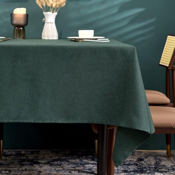 テーブルクロス撥水汚れ防止麻風の質感長方形無地145*300商品コード：55079344639型番：ZB01-XFMサイズ：300 cm x 145 cm (長方形)カラー：フェイクリネン-ダークグリーン?【高品質テーブルクロス】Balco...