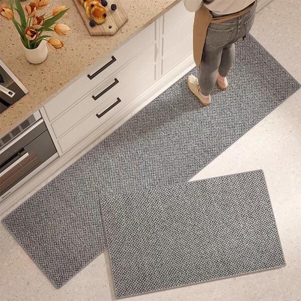 模造サイザル麻絨毯 キッチンマット 超吸水 洗える 滑り止め 屋外玄関マットウ 衝撃緩和 おしゃれ 玄関マット 足ふきマット ウェルカムマット 猫用スクラッチボードフロアマット (グレー, 60*240)商品コード：55079345663型...