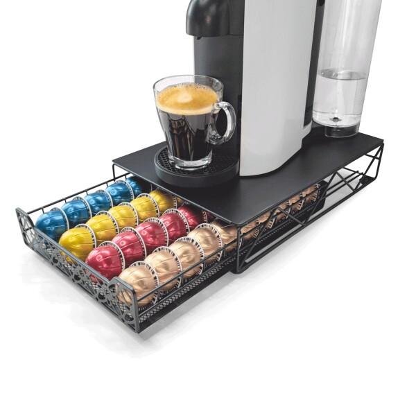 RECAPS コーヒーポッドホルダー ポッド 引き出し 収納ポッドホルダー コーヒーカプセル キッチンオーガナイザー Vertuoline対応 Vertuoストア40カプセル対応 ブラック商品コード：55079348772型番：TH-VSD...